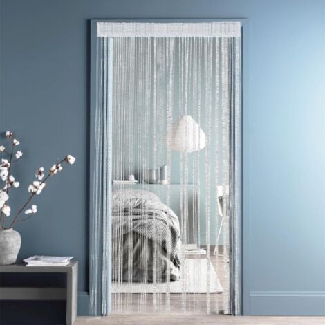 2 Pièces Rideau Fil Blanc Porte, 100 x 200 cm Rideau de Fil Porte à ...