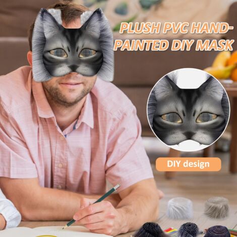 Masque Therian avec Bande de Laine pour Cosplay - Kit DIY de Faux Cat Paint