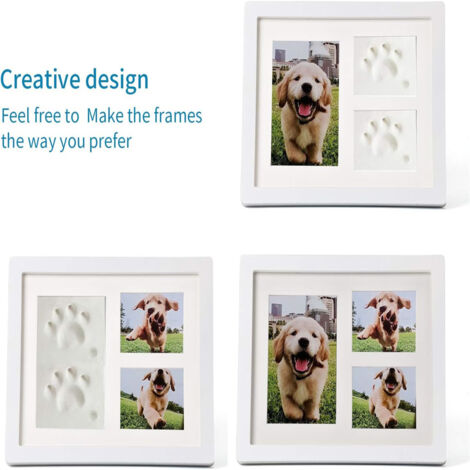 Cadre photo DIY empreintes mains/pieds, cadre blanc avec pâte blanche