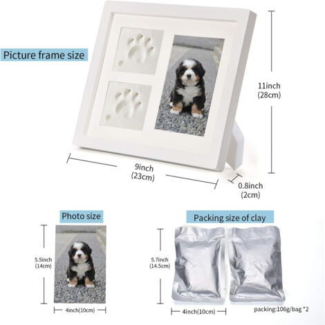 Cadre photo DIY empreintes mains/pieds, cadre blanc avec pâte blanche