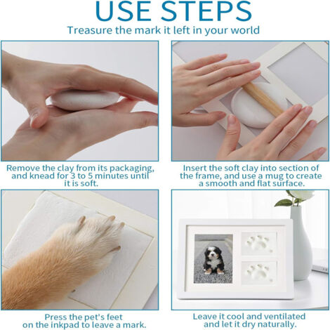 Cadre photo DIY empreintes mains/pieds, cadre blanc avec pâte blanche