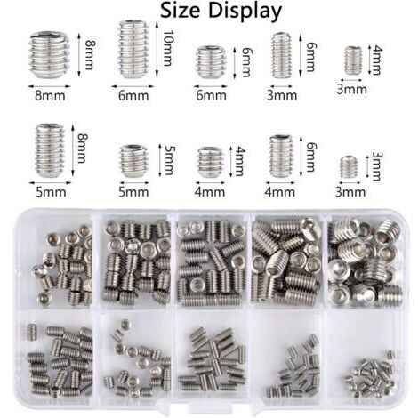 200Pcs Vis Allen Acier Inoxydable Vis Sans Vis de pression Tête ...