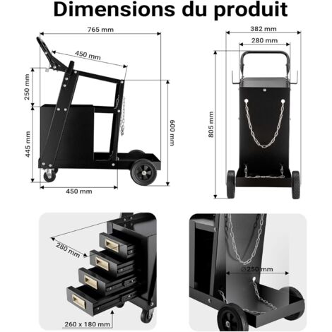 Wiltec Chariot de Poste à souder Mobile – avec 4 Roues, 4 tiroirs et ...