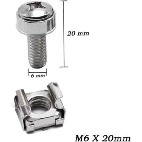 50 Sets M6 Square Hole Hardware Cage Nuts & Mounting Screws Washers for ...