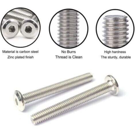 Pack of 50 M6 x 60 mm Hexagonal Cylindrical Head Screws Bed Bolts ...