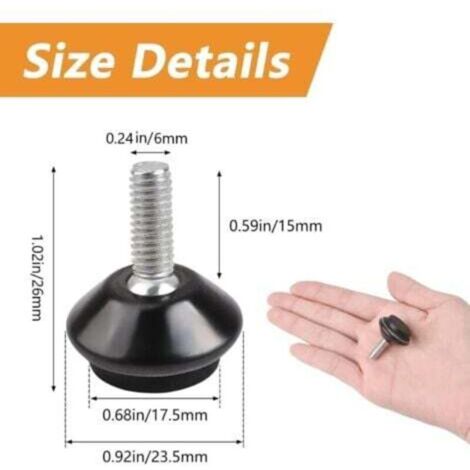 M6 Screwed in Adjustable Furniture Level, 16pcs Thread Angle Height ...