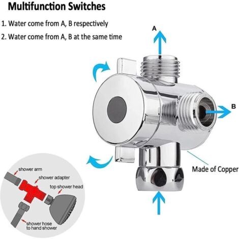 Valve 3 Voies en G1/2, Douche Inverseur 3 Voies, Vanne DéRivation ...