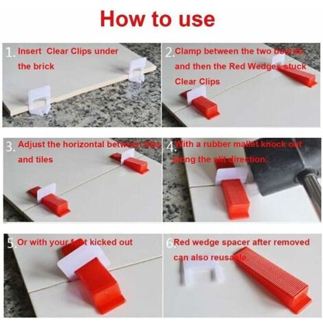 Niveleur de carrelage de type insert, inserts rouges 100/paquet2+pinces ...