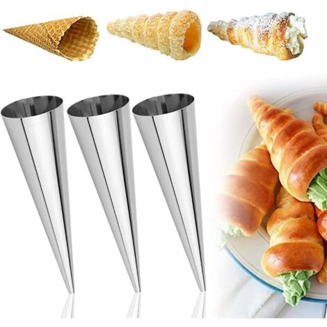 Lot de 20 moules à cornets en acier inoxydable 90 mm x 25 mm