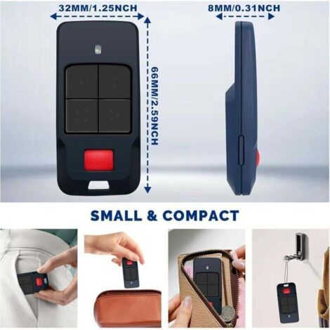 2 émetteurs de garage compatibles avec BFT MITTO COOL C4 433MHz, codage ...