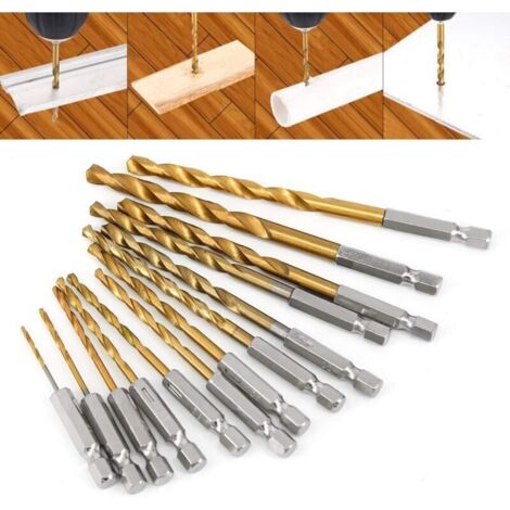 1,5mm - 6,5mm 13PCS HSS Forêt Plaqué en Titane Set Changement Rapide 1/ ...