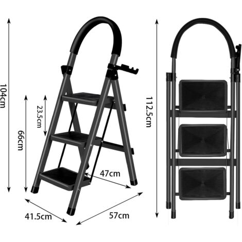 Folding Step Ladder 4 Step Ladder with Ramp with Tool Platform ...