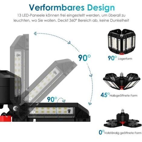 LED Lampe d'atelier Eclairage de garage 2 PCS,Plafonnier déformable ...
