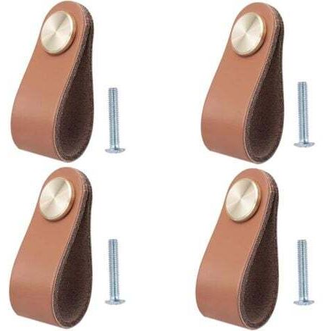 Set of 4 Vintage Leather Cabinet Door Knobs for Cupboards, Dressers ...
