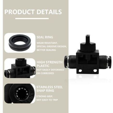 5pcs 8mm Tubes OD Ball Valve Air Flow Control Straight Pneumatic Union ...