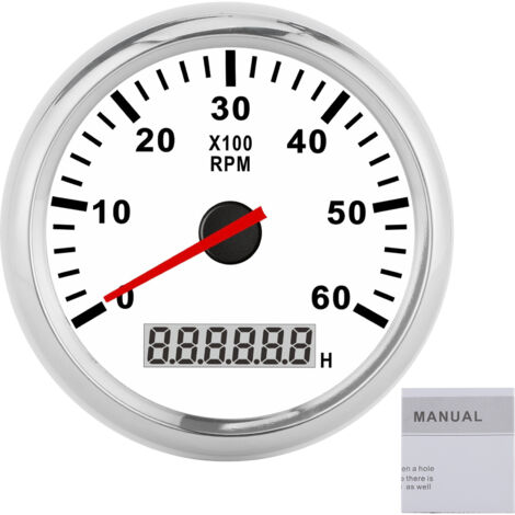 Tachymètre 6000 RAM, écran LCD rétroéclairé rouge, 85 mm, étanche, 12/ ...