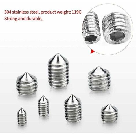 200pcs Vis Pointeau Vis Sans Tête Hexagonale , M3 M4 M5 M6 M8 Tête ...