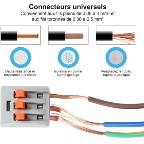 50 Pcs Connecteurs Electriques 3 Entrées Cosse Electrique - Bornier ...