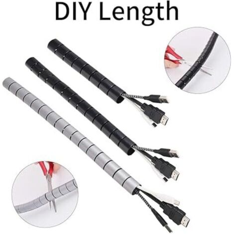 Noir et Gris, Cache Cable 2 Pack, Flexible Range 2x3M PE Câble ...