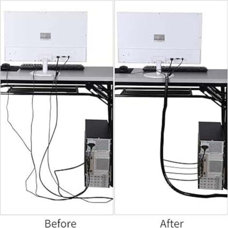 Noir et Gris, Cache Cable 2 Pack, Flexible Range 2x3M PE Câble ...