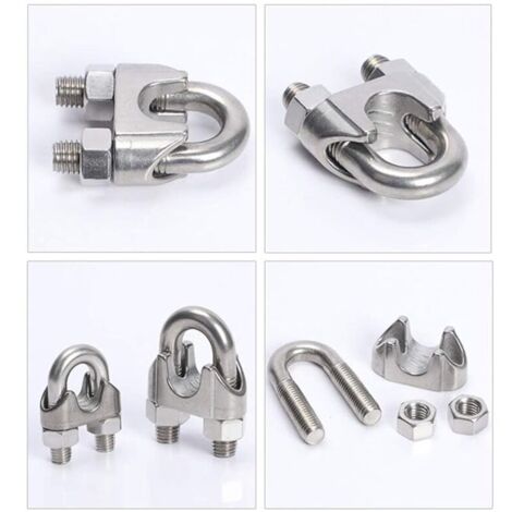 16 Pièces Serre Cable Acier M6,Serre Cable Inox 304 U Boulon Clip de ...
