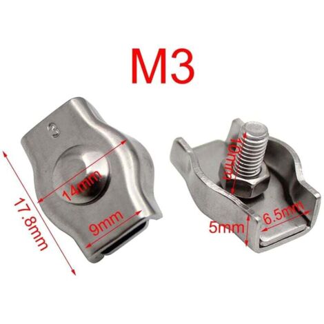 24 Pièces Pince Câble Métallique,Serre-Câble M3,Clips de Câble en Acier ...