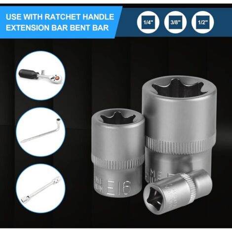 Coffret Douille Torx Femelle 1/4" 3/8" 1/2", Douille de Profilés E Torx ...