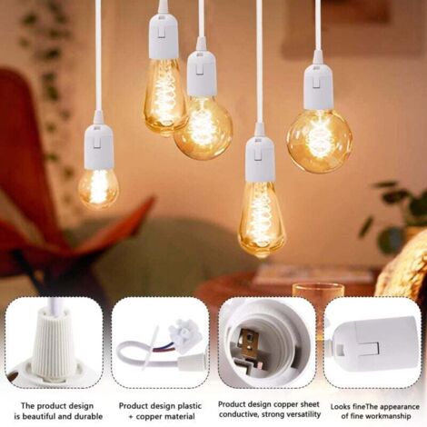 Lot de 10 douilles de lampe E27 avec câble 4 A 250 V pour ampoules à ...