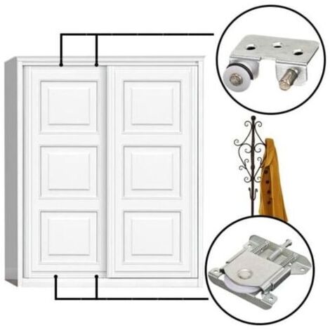 Lot de 2 pièces coulissantes pour porte de garde-robe, roues, roues ...