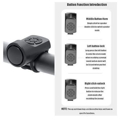 Sonnette de vélo électrique, alarme antivol, 120 dB, avec 4 modes ...