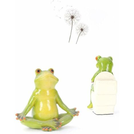 Frog Statue Resin Small 3D Figure with Toilet Desktop Ornaments Animal ...