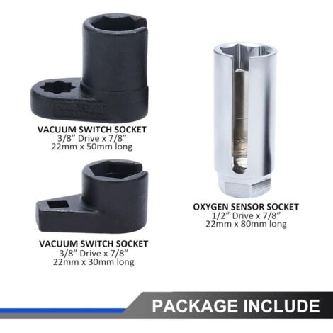 3 Pièces Douille Sonde Lambda 22mm, Clé à Douille de Sonde Lambda et ...