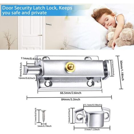 2 Pcs Verrou Porte en Acier Inox Loquets de Porte, Loquet de ...