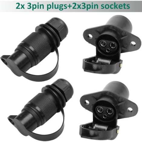 Two 3-pin trailer sockets, used for 3-pin male coupling plugs for ...