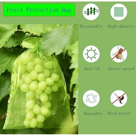Sac de protection fruits respirant sachet organza raisin maille fine ...