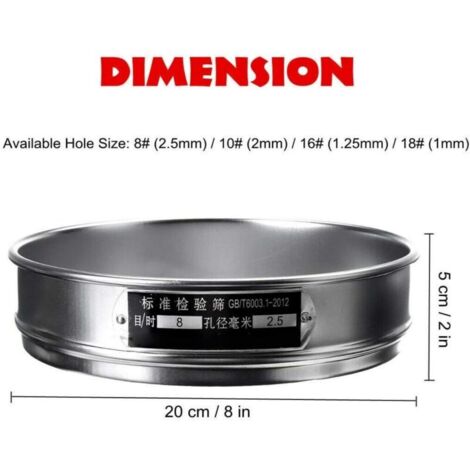 8 Mesh Tamis Farine Inox Tamis Jardin Tamis Cuisine Patisserie 2.5Mm ...