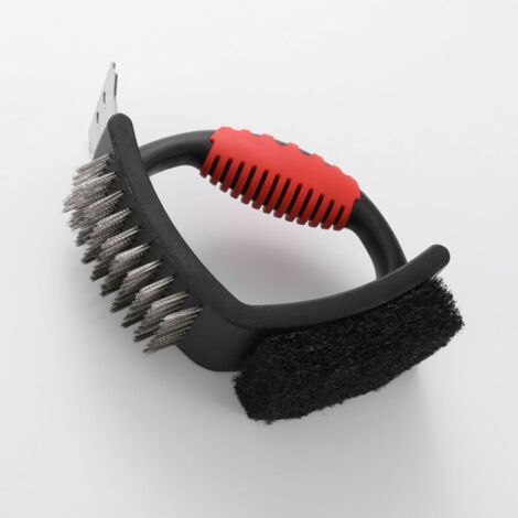 3 in 1 Barbecue Cleaning Brush Brosse, Grattoir et Tampon à Récurer ...