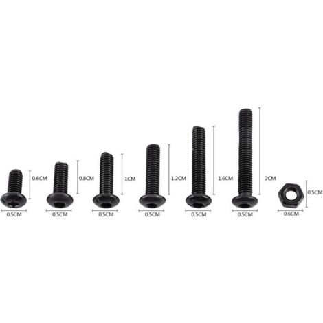 Assortiment de 250 vis à six pans creux M3 en acier allié noir avec ...