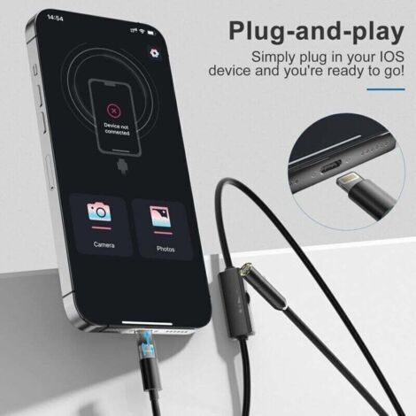 Endoscope pour iPhone, ILIHOME Caméra d'inspection avec Objectif de 5.5 ...