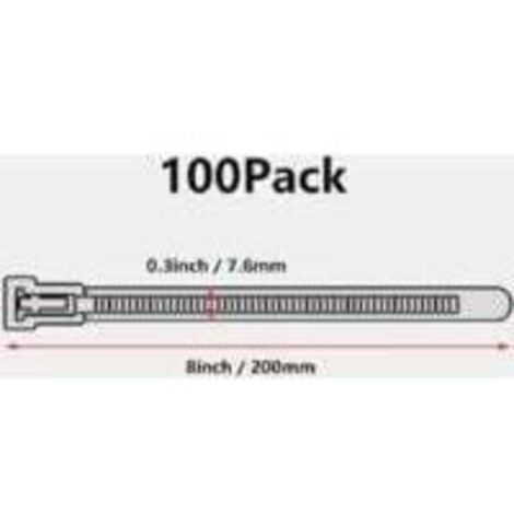 Collier de Serrage Réutilisable en Nylon 200 mm × 7,6 mm Attache Câble ...