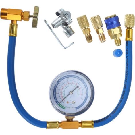 Charging Hose Kit, Refrigerant Recharge Hose with Gauge 2.75“, R134a ...