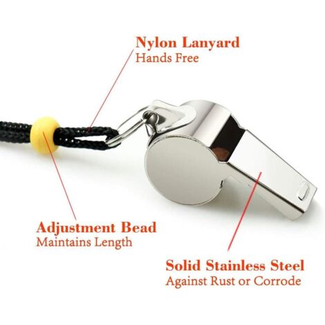 Sifflet, sifflet de sport en acier inoxydable 2 pièces avec cordon, son ...