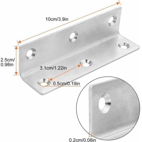 Lot de 22 Équerre d'assemblage Renforcée Inox. 100x25x25mm Aicer Plaque ...