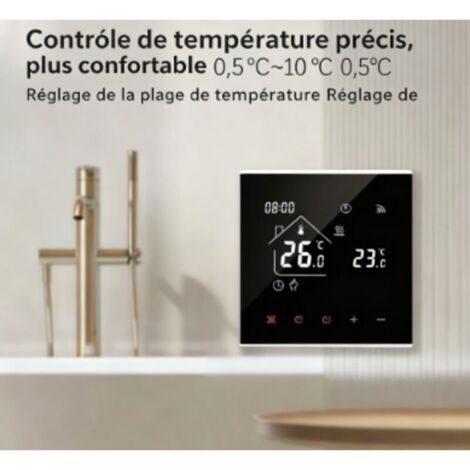 Thermostat de Chauffage au Sol Électrique Noir M4A - Contrôle via APP ...