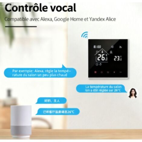 Thermostat de Chauffage au Sol Électrique Noir M4A - Contrôle via APP ...