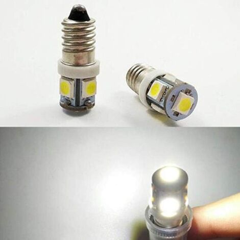 10pcs E10 12V Blanc froid ampoules LED 5SMD 0,5 W 50LM Les lamp（Blanc ...