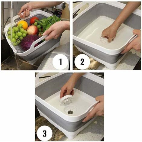 -Bassine Pliable, Lavabo Pliable avec Bouchon de Vidange et Poignées de ...