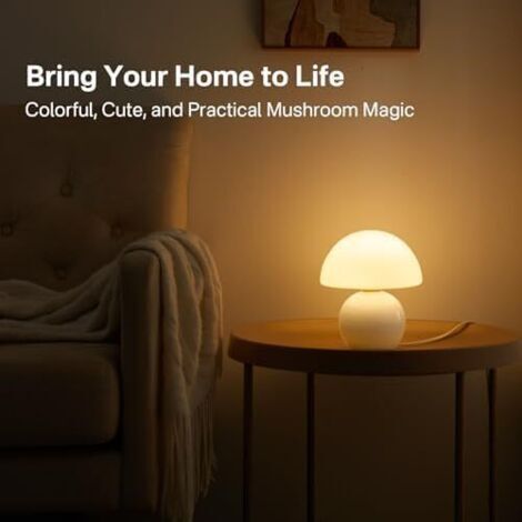 Lampe de chevet champignon blanche ceramique ambiance zen de nuit ...