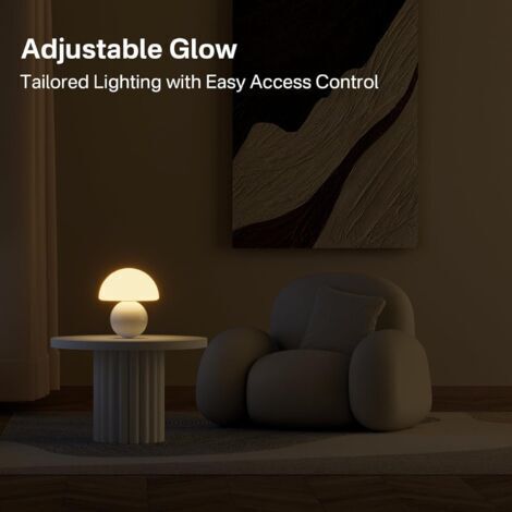 Lampe de chevet champignon blanche ceramique ambiance zen de nuit ...