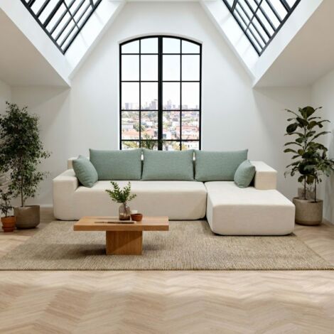 Coco Living Canapé de salon Luna Blanc 3 places - Sauge Droite - 267 x ...